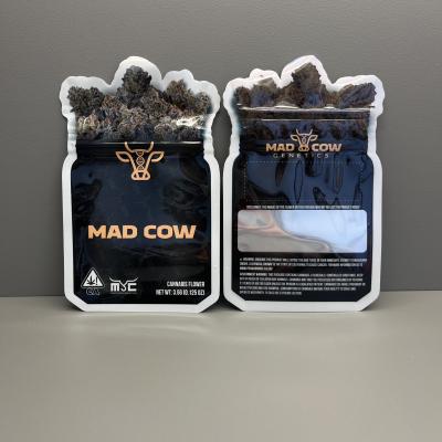 China weed Flower ziplockk Packaging Bags Shaped Custom Die Cut Bag With Window for sale