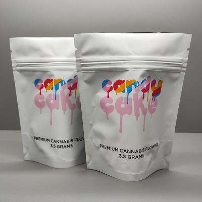 China 3.5g weed Flower Packaging Soft Touch Mylar Bag Mylar ziplockk Stand Up Bags for sale