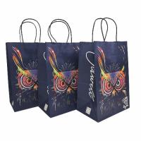 China Kraft Paper Flat Bottom Shopping Bag CBD Flower Packaging With Ring Handle for sale