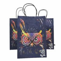 China Kraft Paper Flat Bottom Shopping Bag CBD Flower Packaging With Ring Handle for sale