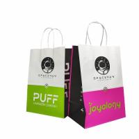 China Flat Bottom Kraft Shopping Bags With Handles For Packaging Weed Gummies for sale