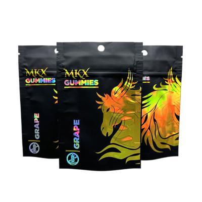 China 3.5g Weed Packaging Bags Holographic Mylar Bags With Child Resistant Zipper for sale