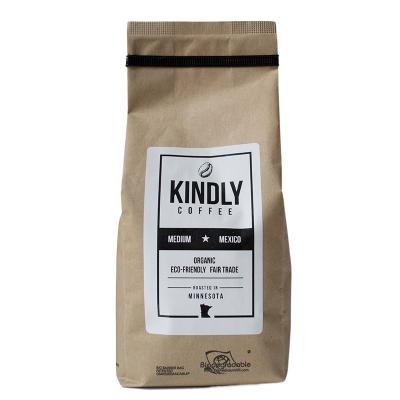 China Biodegradable Kraft Tin Tie Coffee Bags Kraft Paper Coffee Bag With Valve for sale