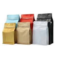 China FDA Flat Bottom Coffee Bag 1000g 500g Coffee Bean Packaging With Zipper for sale
