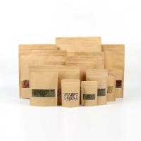 China Custom Biodegradable Kraft Eco Stand Up Pouch Bags 90mico With Window for sale