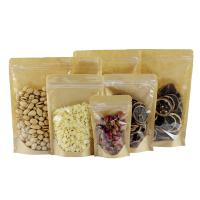 China Paper Recyclable Biodegradable Stand Up Pouches Transparent Window Brown With Zipper for sale