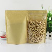 China Paper Recyclable Biodegradable Stand Up Pouches Transparent Window Brown With Zipper for sale