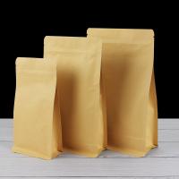China 130 Mico Thickness Biodegradable Stand Up Pouches Paper Flat Bottom Bags for sale