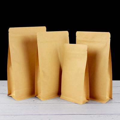 China 130 Mico Thickness Biodegradable Stand Up Pouches Paper Flat Bottom Bags for sale