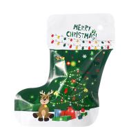 China Christmas Stocking Special Shaped Candy Packaging Bag Plastic Zipper Bag For Gummies for sale