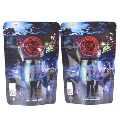 China Customized Logo Aluminum Foil Stand Up Pouch Zip Lock Holographic Resealable Pouch for sale