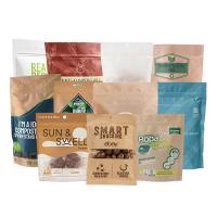 China Biodegradable Food Packaging Pouch With Zipper Brown Craft Paper Laminated for sale