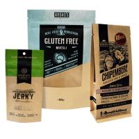 China Custom Printed Ziplock Kraft Stand Up Pouches Laminated Biodegradable For Beef Jerky for sale