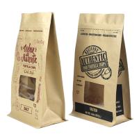 China Printed Kraft Paper Biodegradable PLA Flat Bottom Bag Stand Up Pouch With Zip Lock Valve for sale