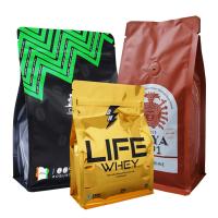China Custom Biodegradable Eco-Friendly 100g 250g 500g Tea Roasted Bean Zipper Package Flat Bottom Coffee Bags With Valve for sale