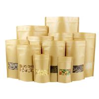 China Biodegradable Food Grade Kraft Paper Stand Up Pouch with Heat Seal Transparent Window Packaging for sale