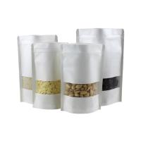 China Biodegradable Food Grade Kraft Paper Stand Up Pouch with Heat Seal Transparent Window Packaging for sale