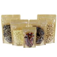 China Biodegradable Kraft Paper Stand Up Pouch with Zipper Top for Custom Size Food Packaging for sale