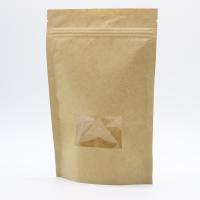 China Doypack See Through Pouches 180 Microns Brown Paper Bags With Clear Window for sale
