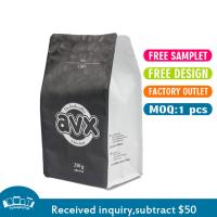 China Black Coffee Bags Custom Aluminum Foil Flat Bottom Pouch Bag For Coffee Packaging Zipper for sale