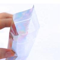 China Small Mylar Plastic Biodegradable Heat Sealing Zipper Three Sides Food Packaging Holographic Bag for sale