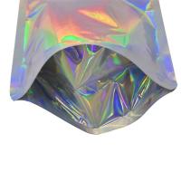 China LDPE Silver Foil Pouches PE Clear Holographic Zipper Pouch QS Food Grade for sale