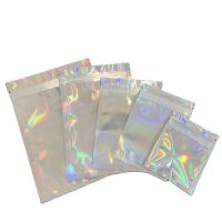 China Stand Up Holographic Zipper Packaging Bag Flat Pouches Small Laser Zip Lock Plastic Bags for sale
