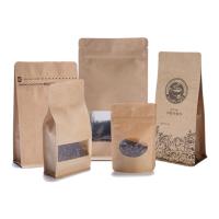 China 150g Brown Paper Coffee Bags Doypack Coffee Stand Up Pouch 130mm Width for sale