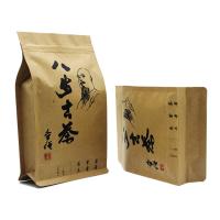 China Stand Up Kraft Paper ziplockk Bags Resealable Flat Bottom Coffee Bag for sale