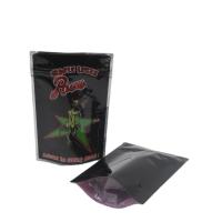 China Printed Black Mylar Zipper Pouch Smell Proof Edible Packaging Bag for sale