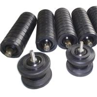 China Impact Idler Buffer Conveyor Belt Rollers Rubber Black for sale