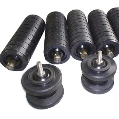China Impact Idler Buffer Conveyor Belt Rollers Rubber Black for sale