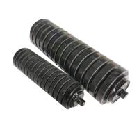 China Impact Idler Buffer Conveyor Belt Rollers Rubber Black for sale