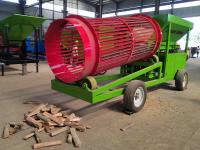 China Rotary Biomass Wood Waste Chips Trommel Screen 60m3 per Hour with 3.5m3 Feed Hopper for sale