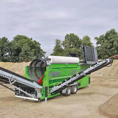China Mobile Trommel Screen 0.4-4.5 m3 Compost Sieve 9m Rotary Rock Sand Machine for sale