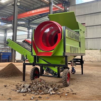 China Carbon Steel Mobile Trommel Screen With Discharge Conveyor For Sorting And Separation for sale