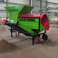 China Carbon Steel Mobile Trommel Screen With Discharge Conveyor For Sorting And Separation for sale