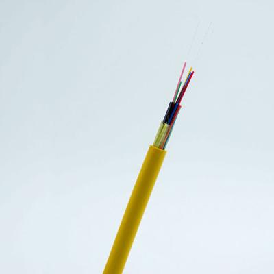 China GJFJV Fiber Optic Indoor Cable 12 Core Tight Buffered Optical Fiber Cable Yellow Color for sale