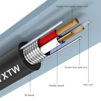 China Waterproof Photoelectric Composite Fiber Optic Cable GYXTW 4 6 8 12 Core ISO Approved for sale