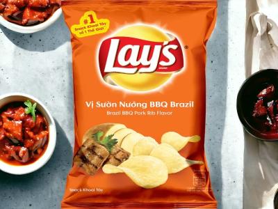 China Lay's Brazil BBQ Pork Rib Flavor Chips - Bulk Case of 40 Packs (90g Each) for Wholesale and Retail for sale
