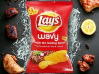 China Lay's Wavy Snack Manhattan Steak Flavor- Bulk Case of 160 Packs (30g Each) for Wholesale and Retail for sale