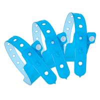 China Vinyl Custom Plastic Wristbands For Events Snap Lock White Red Blue for sale
