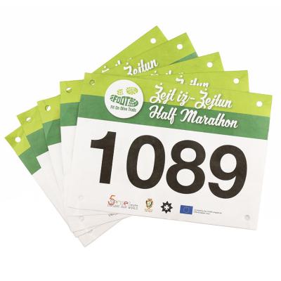China Customized Tyvek Race Bib Numbers Rectangular Screen Printing For Marathon for sale
