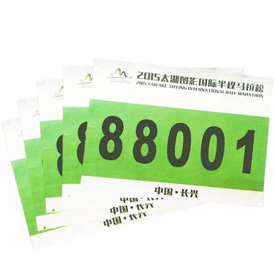 China Competition Tyvek Running Bibs , Tear Resistant Pinning Race Bib 0.5mm for sale