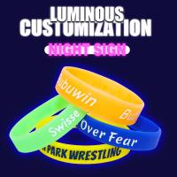 China Custom Logo Printed Silicone Wristbands Multi Style night glow Luminous Silicone Bands For Promotion And Advertising for sale