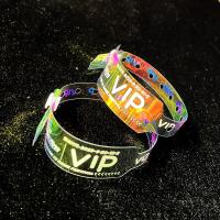China Supplier Wholesale Waterproof Shiny Wristband Custom Logo Promotional Gift Event Glitter Transparent Laser PVC Wristband for sale
