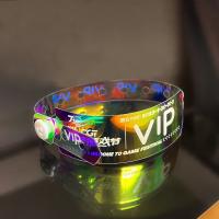 China Supplier Wholesale Waterproof Shiny Wristband Custom Words Party Gift Park Event Glitter Transparent Laser PVC Wristband for sale