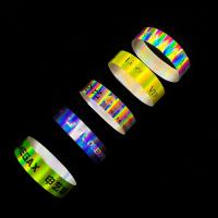 China Factory Wholesale Laser Glitter Wrist Strap Soft Thin Custom Style Barcode Logo Shiny Laser Paper Wristband For Event for sale