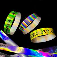 China Factory Wholesale Laser Glitter Wrist Strap Soft Thin Custom Style Barcode Logo Shiny Laser Paper Wristband For Event for sale