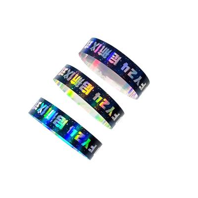 China Factory Wholesale Laser Glitter Wrist Strap Event Concert Festival Neon Rainbow Laser Logo Shiny Laser Paper Wristband for sale